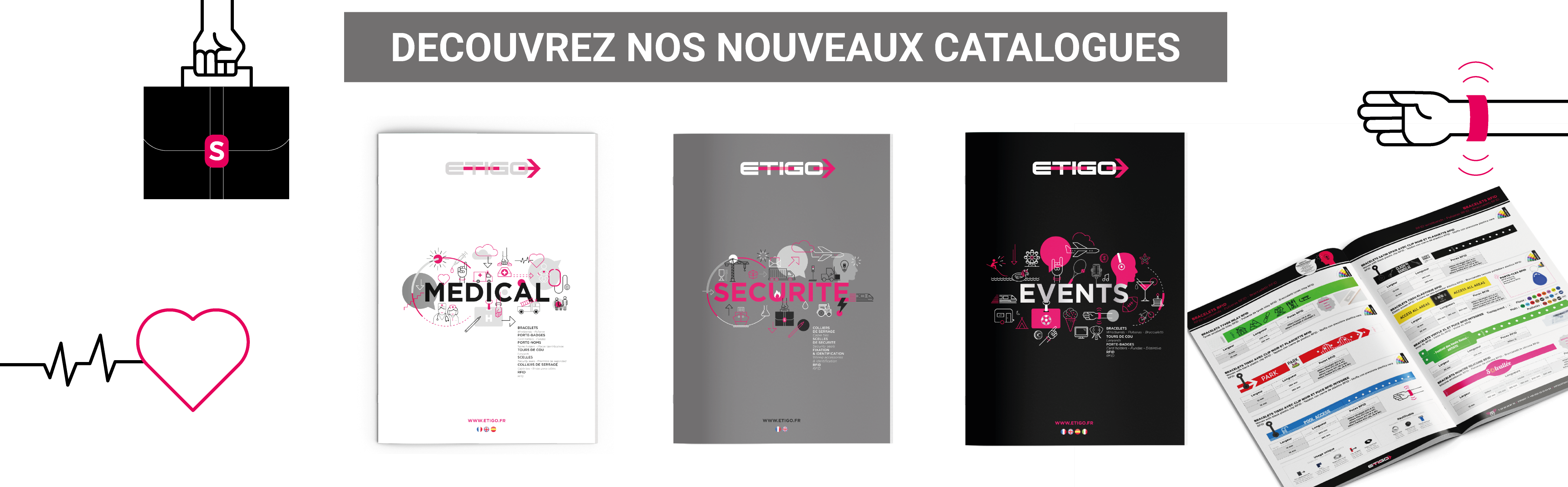 Etigo: Collier de serrage, bracelet identification, scellé